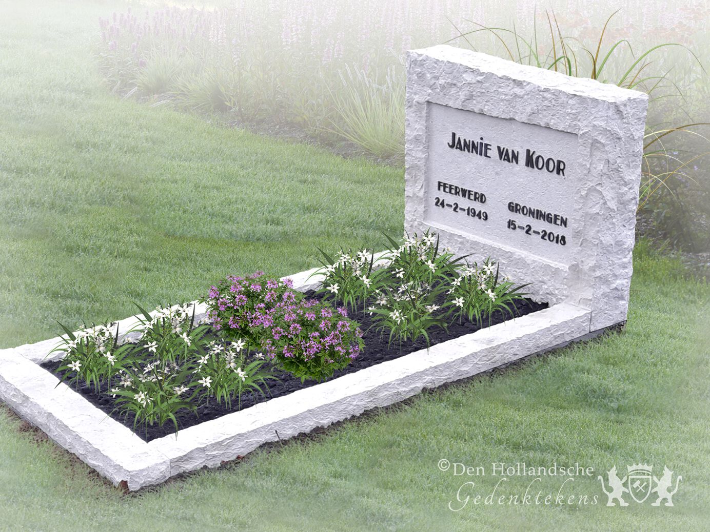Witte grafsteen Frans kalksteen | Den Hollandsche Gedenktekens | 45155